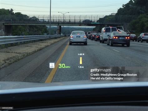 Head Up Display On Shows Speed Limit Speed And Next Gps Turn News Photo Getty Images