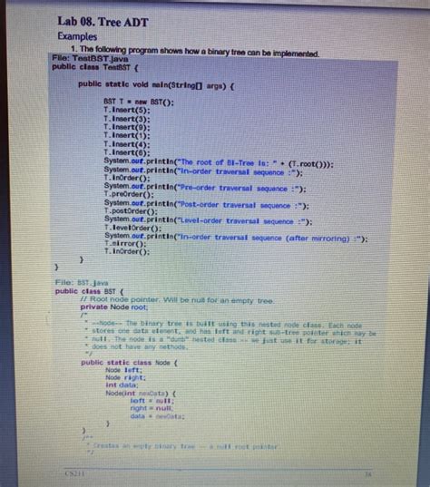 Solved Lab 08 Tree Adt Examples 1 The Following Program