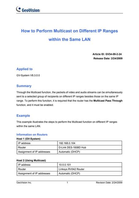 geovision cctv solutions multicast solutions pdf computer networking computing