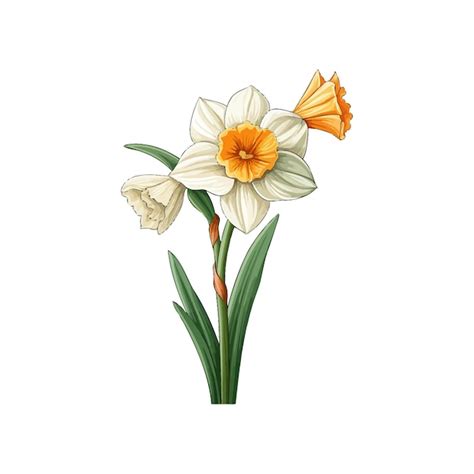 Premium Vector White Daffodils With Yellow Centers Vector