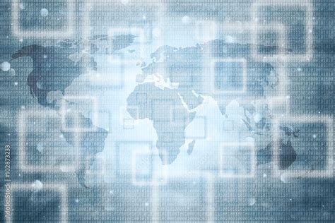 Blurred Abstract World Map With Binary Numbers Background Conceptual World Map With Binary Code