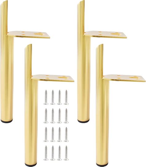 Kmitmuk 7 Inch Gold Furniture Legs Set Of 4 Side Mounted
