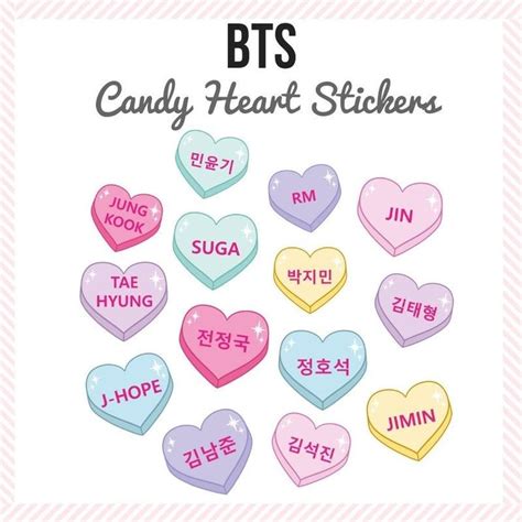 Bts Candy Heart Stickers