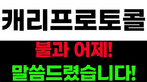 캐리프로토콜 코인 불과 어제 말씀드렸습니다 캐리프로토콜 캐리프로토콜전망 캐리프로토콜관점 캐리프로토콜매수 캐리