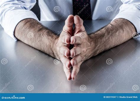 Hand Gestures To Communicate And Discuss For Meeting Or Interview Stock