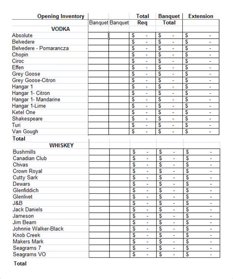 13 Alcohol Inventory Spreadsheet Excel Templates Excel Templates