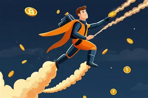 Premium Photo Bitcoin Skyrocketing Man With Jetpack Flying Upwards With Bitcoins In The Sky