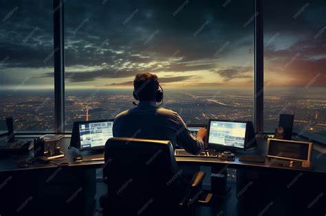 Premium Ai Image Air Traffic Controller Ensuring Safe Skies