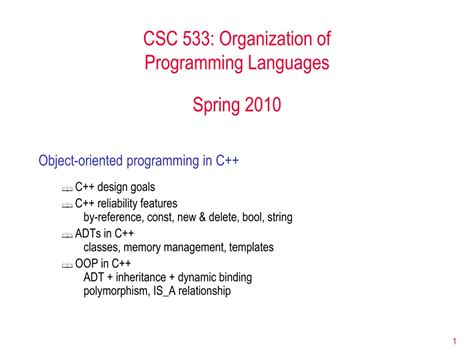 Ppt Csc 533 Organization Of Programming Languages Spring 2010 Powerpoint Presentation Id