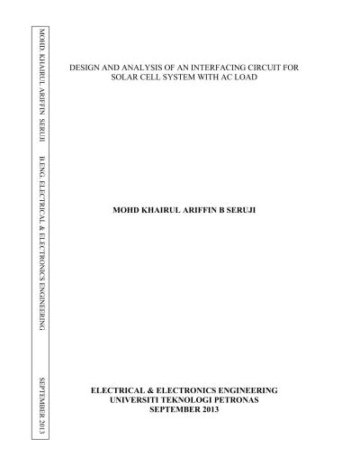 design and analysis of an interfacing circuit for solar cell system