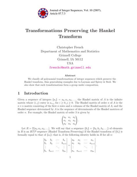 Pdf Transformations Preserving The Hankel Transform
