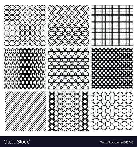 Geometric Monochrome Seamless Background Patterns Vector Image