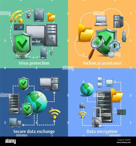 Data Encryption And Security Icons Set Stock Vector Image And Art Alamy