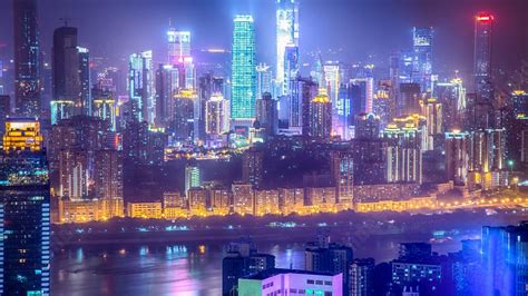 Landscape Scenery Night View Chongqing Beautiful Powerpoint Background