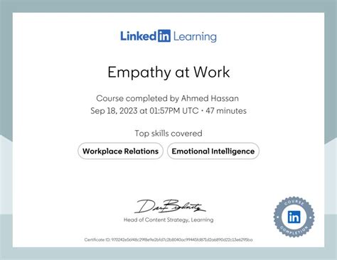 Ahmed Hassan On Linkedin Certificate Of Completion