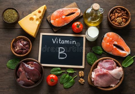 Vitamin B Rich A Colorful Display Of Nutritious Foods Stock
