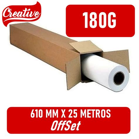 Bobina Offset Para Plotter 180g 610mm X 25 Metros Suzano Creative