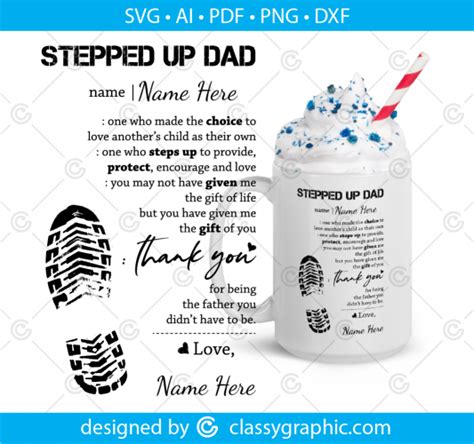 Stepped Up Dad Svg File Father S Day Svg Personalized Svg Stepdad Svg Step Fathers Day Svg