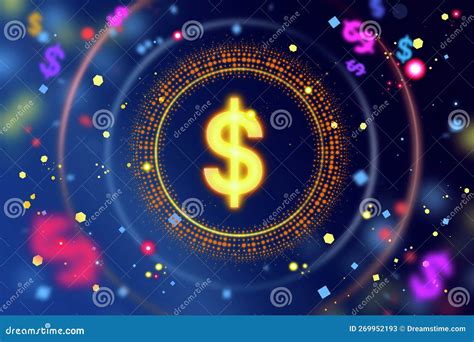 digital dollar currency symbol glowing currency sign on a abstract