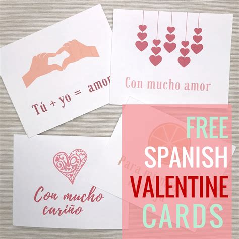 Spanish Valentines Day Cards Free Printables For Día Del Amor