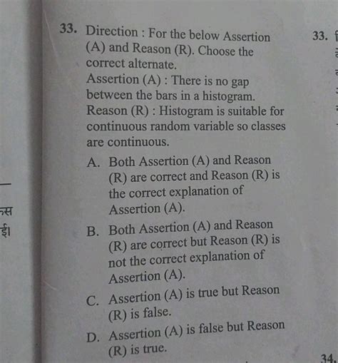 33 Direction For The Below Assertion A And Studyx