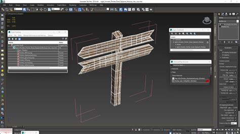 Aged Wooden Pointer Road Signpost Mockup 3d Model 24 3ds Blend C4d Fbx Max Ma Lxo Obj