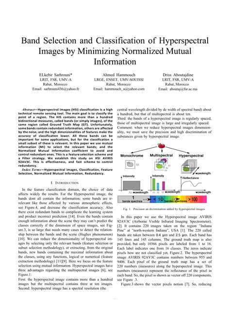 (PDF) Band selection and classification of hyperspectral images by minimizing normalized mutual ...