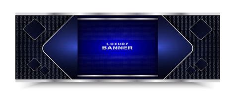 진한 파란색 사각형 배너 템플릿 선 프레임 디자인 및 반짝이는 은색의 점 텍스처 프리미엄 벡터