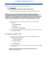 Week Coding Credentials Doc CODING CREDENTIALS PART AHIMA Follow The Directions And
