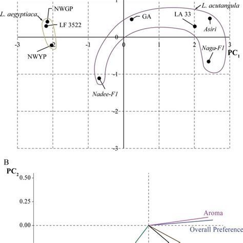 The Pc Biplot A And The Scree Plot B Drawn For Weighted Scores Of
