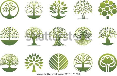Vector Tree Logo Set Abstract Organic Stock Vector Royalty Free Shutterstock