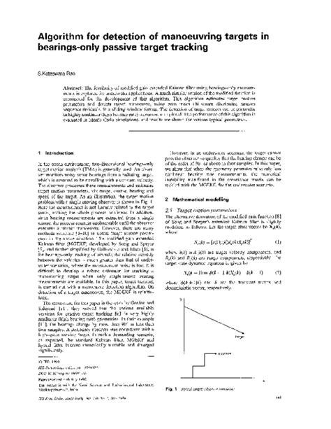 Pdf Algorithm For Detection Of Manoeuvring Targets In Bearings Only Passive Target Tracking