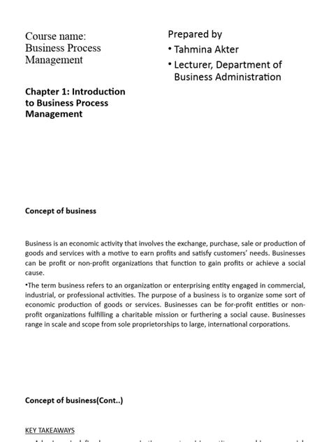 Lecture One Pdf Business Business Process Management