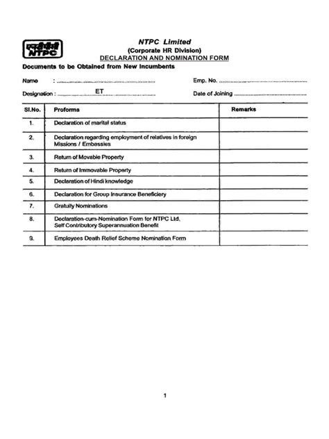 Declaration And Nomination Form Pdf
