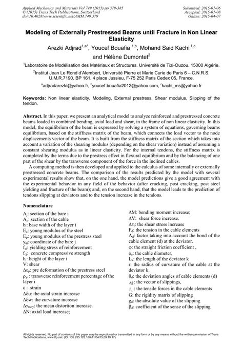 Pdf Modeling Of Externally Prestressed Beams Until Fracture In Non Linear Elasticity