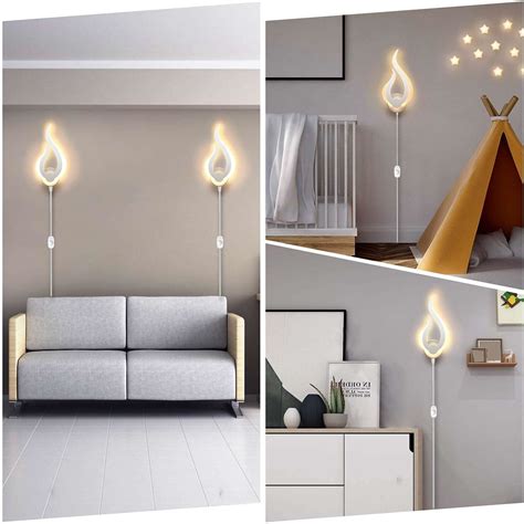 Модерна стенна лампа с регулируема Led светлина и ключ топло бяло форма на пламък енергиен