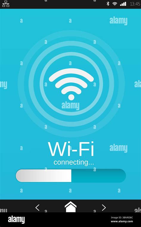 Smartphone Ui Is Showing White Wi Fi Symbol Connecting Text And Progress Bar Status And Nav