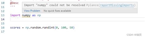 Vscodeimport “numpy“ Could Not Be Resolvedpylancere（portmissingimports