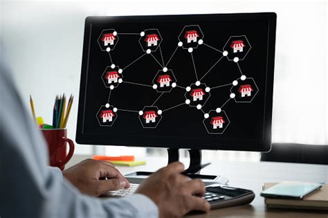 프랜차이즈 마케팅 브랜딩 소매 및 비즈니스 작업 미션 컨셉 프랜차이즈 마케팅 시스템 글로벌 네트워크 연결 현대 기술 비즈니스 개념에 대한 스톡 사진 및 기타 이미지 Istock