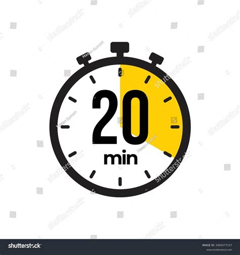 20 Minute Timer Clock Stopwatch Isolated Stock Vector Royalty Free
