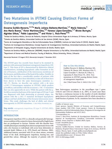 Pdf Two Mutations In Ifitm5 Causing Distinct Forms Of Osteogenesis