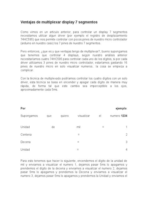 Ventajas De Multiplexar Display 7 Segmentos Pdf Arduino