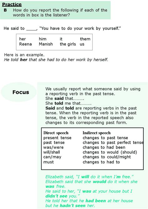 Grade 6 Grammar Lesson 13 Direct And Indirect Speech 2 English English English Class Learn
