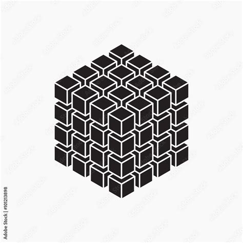 Cube Geometric Element Vector Illustration Black And White Un Expanded Shapes Stock Vector