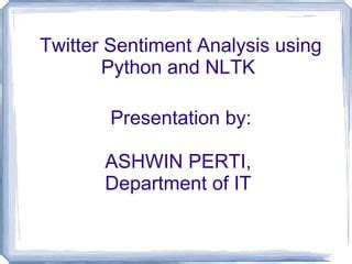Sentiments Analysis Using Python And Nltk ODP Technology Computing