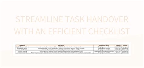 streamline task handover with an efficient checklist excel template and