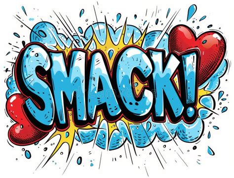 Colorful Comic-style SMACK Text with Explosive and Heart Elements in Bright Pop Art Design Stock ...