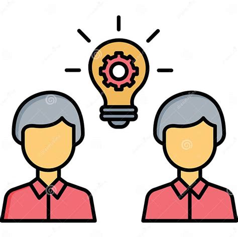 Collaborative Idea Outline With Colours Fill Vector Icon That Can Easily Edit Or Modify Stock