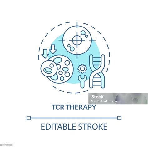 Thin Line Simple Blue Tcr Therapy Icon Concept Stock Illustration