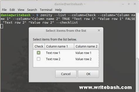 Zenity Create A List Dialog